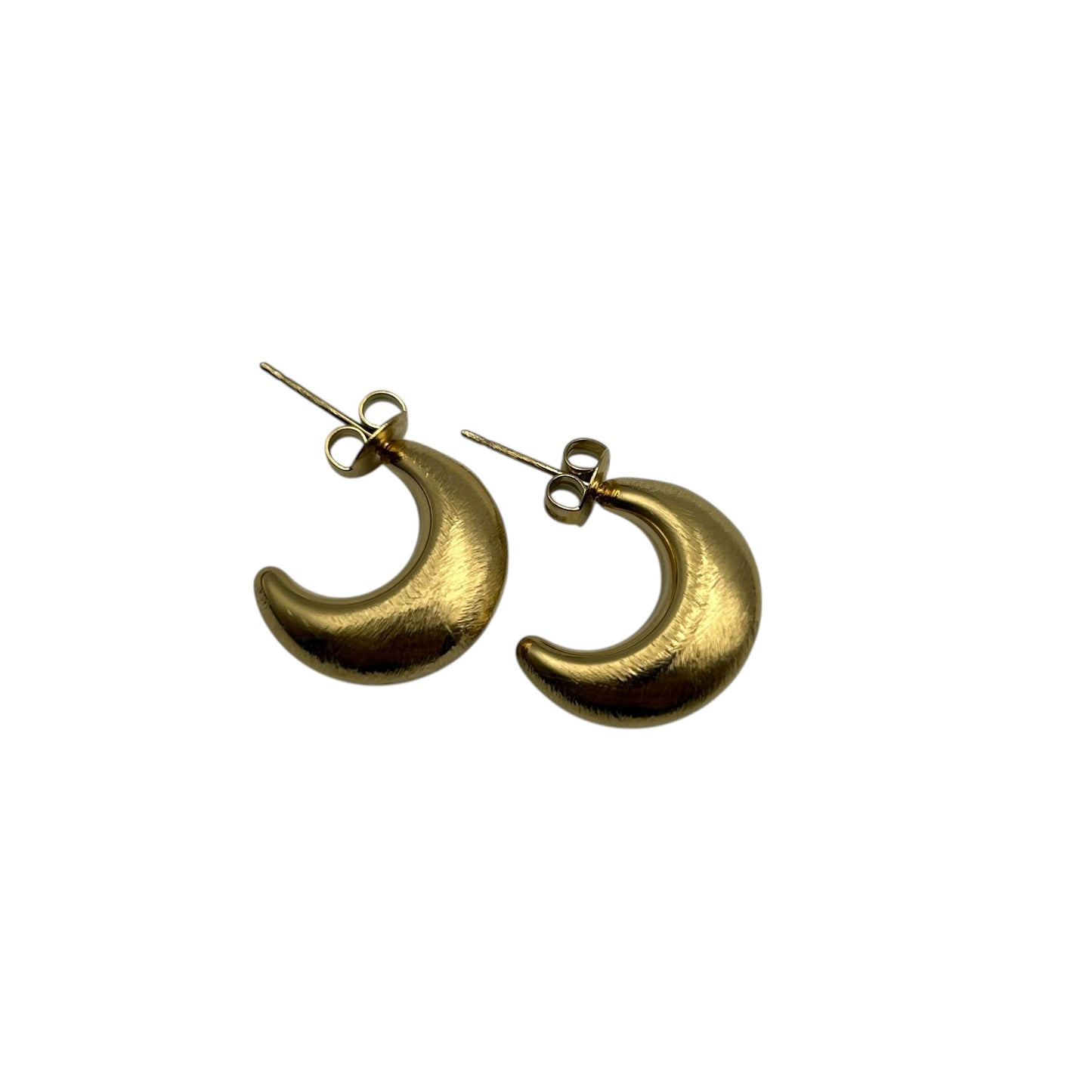 Brushed Metal Moon earrings in gold – Sixton London
